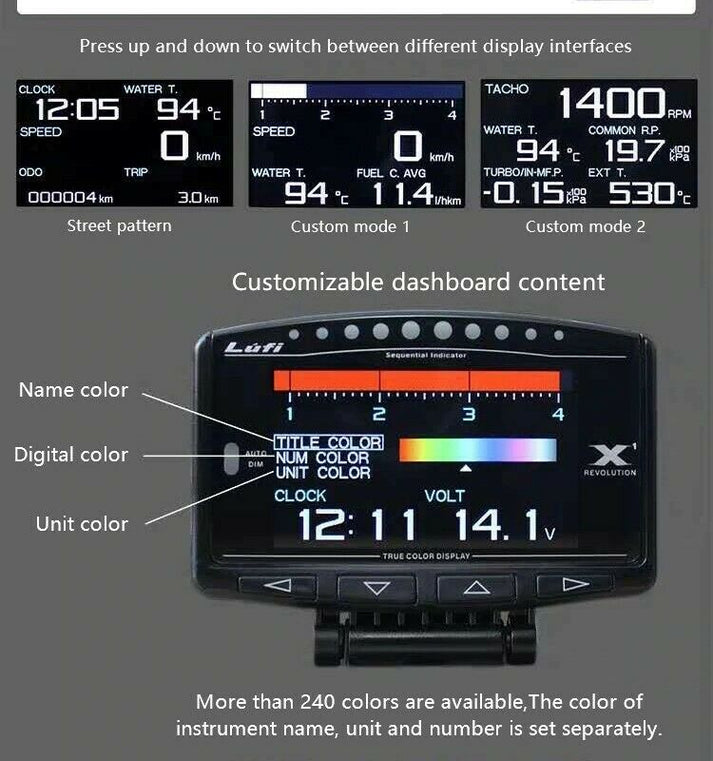 Lufi X1 scan gauge/ultra gauge obd2 digital dash display/fault code re ...